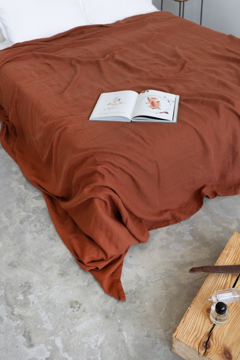 Rusty Linen Bedspread | SAND SNOW LINEN – Sand Snow Linen