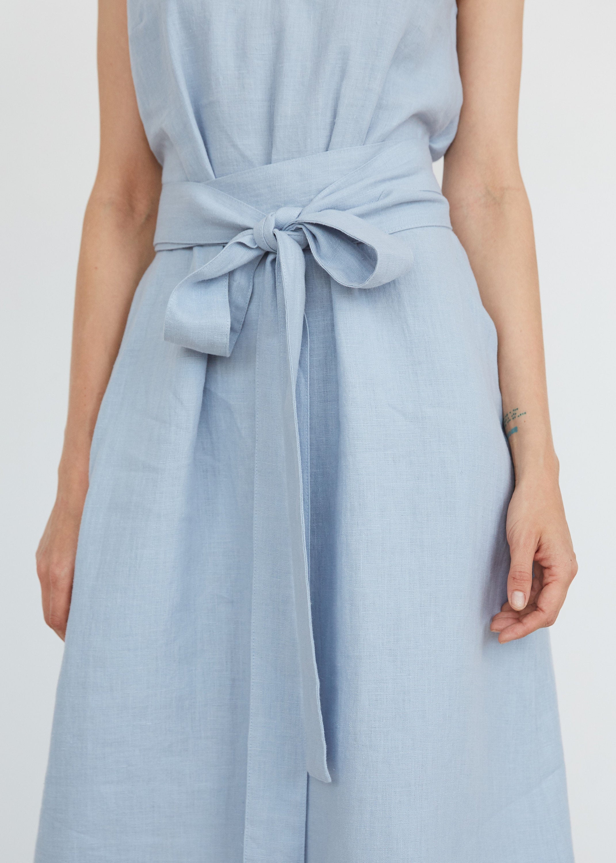 Ice Blue Linen Dress – Sand Snow Linen