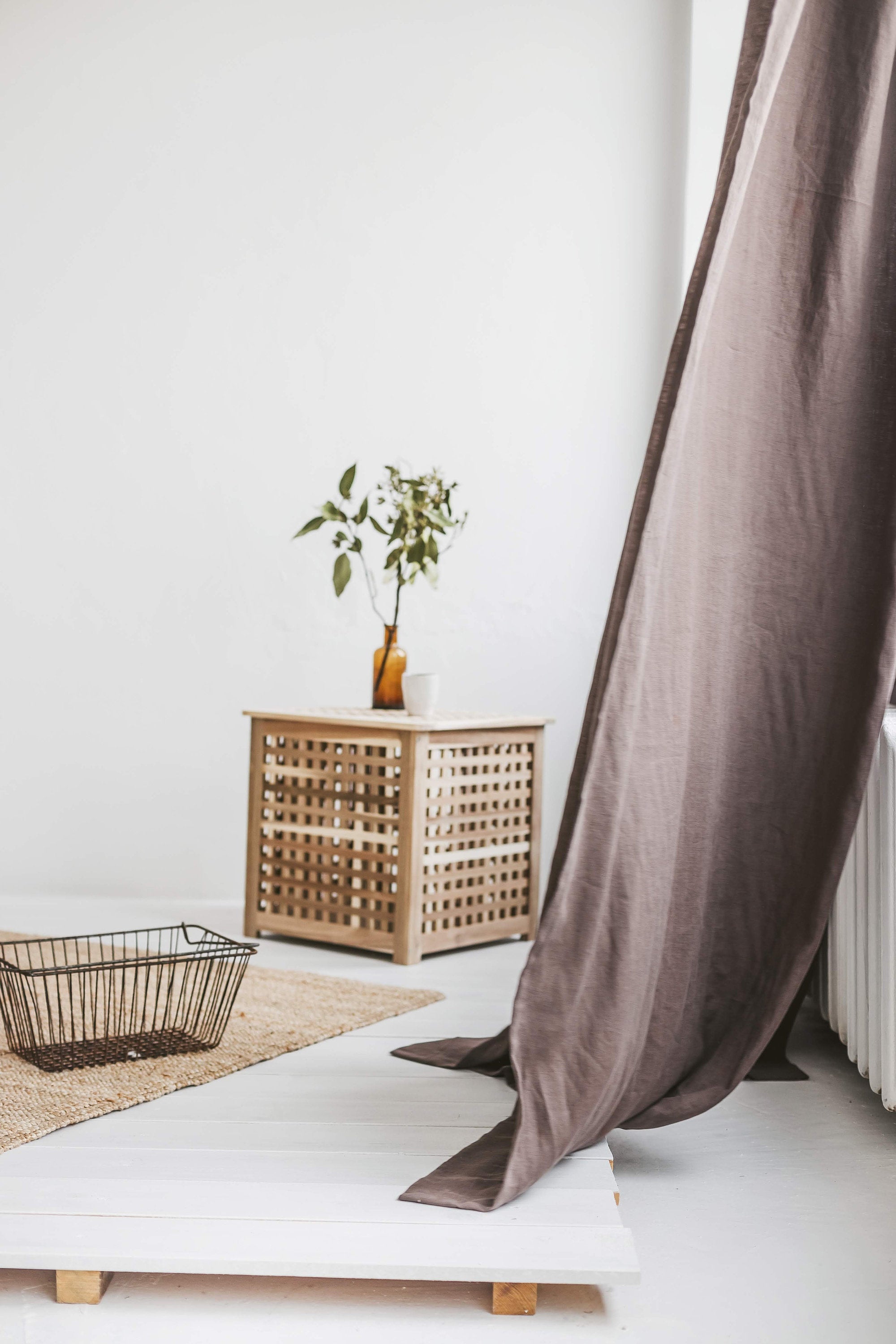 Walnut Brown Linen Curtain – Sand Snow Linen